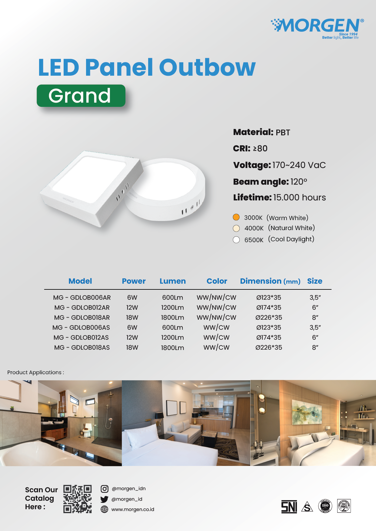 LED Panel Outbow (Square) Grand Series - Morgen